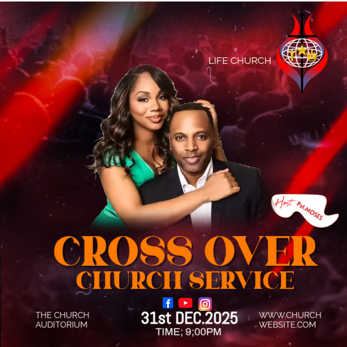 Plantilla de CROSS OVER NIGHT SERVICE | PosterMyWall