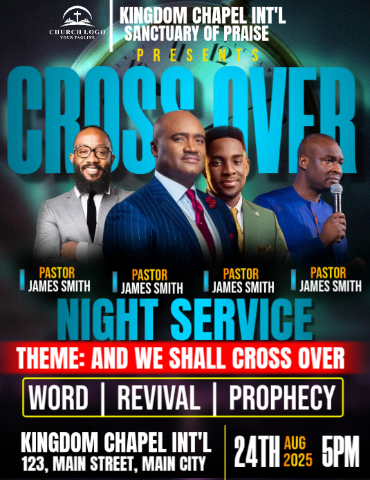 cross over night service flyer templaat | PosterMyWall