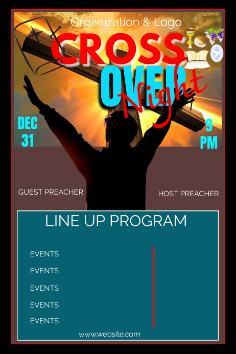 CROSS OVER NIGHT SERVICE POSTER Template | PosterMyWall