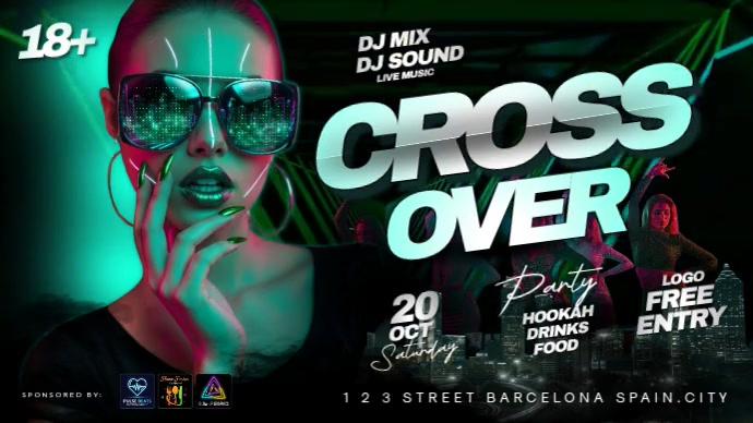 Crossover Futuristic Club Party Thumbnail Template | PosterMyWall