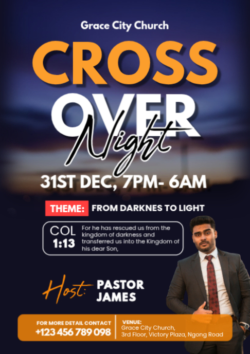 Crossover Night — Church New Year Prayer Event Poster | Editable ...