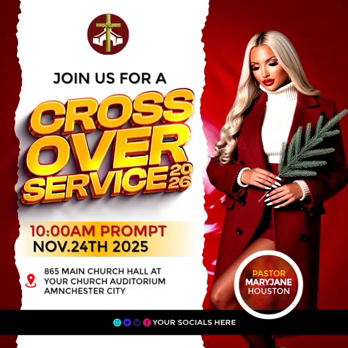Crossover night church service Template | PosterMyWall