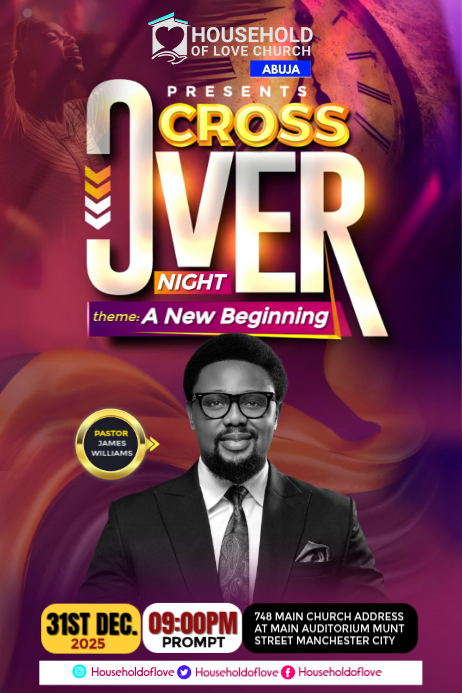 Crossover night church service Template | PosterMyWall