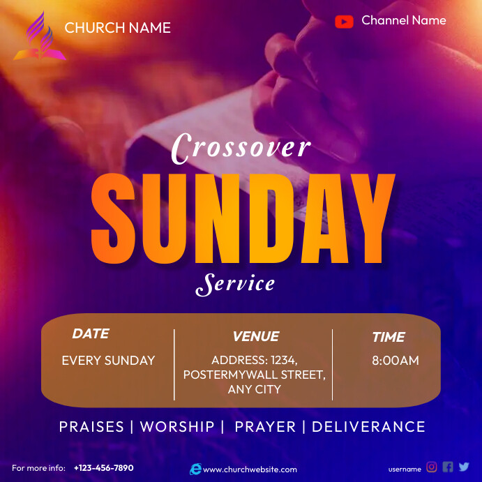 Copy of Crossover Sunday service template flyer | PosterMyWall