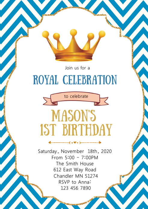 Copy of Crown prince birthday party invitation | PosterMyWall