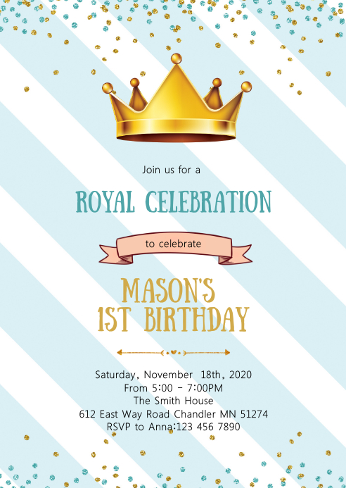 Crown prince birthday party invitation Template | PosterMyWall