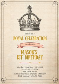 Crown prince princess birthday invitation Template | PosterMyWall
