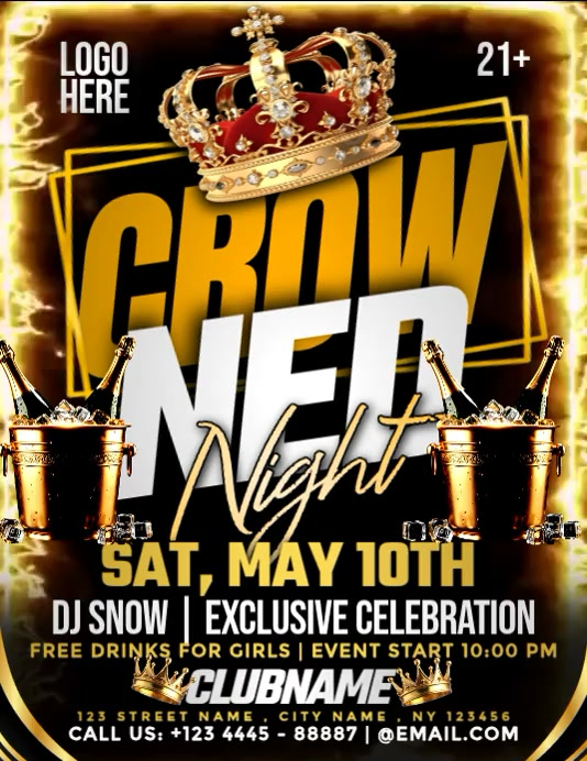 Crowned Night Luxury Club Party Event Template | PosterMyWall