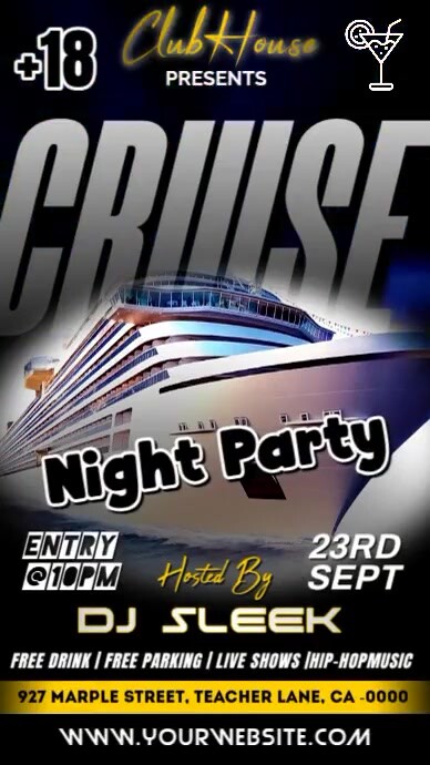 CRUISE NIGHT PARTY FLYER TEMPLATE | PosterMyWall