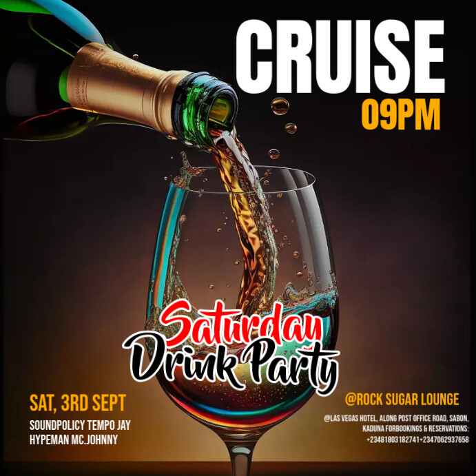 Copy of CRUISE SATURDAY DRINK PARTY | PosterMyWall