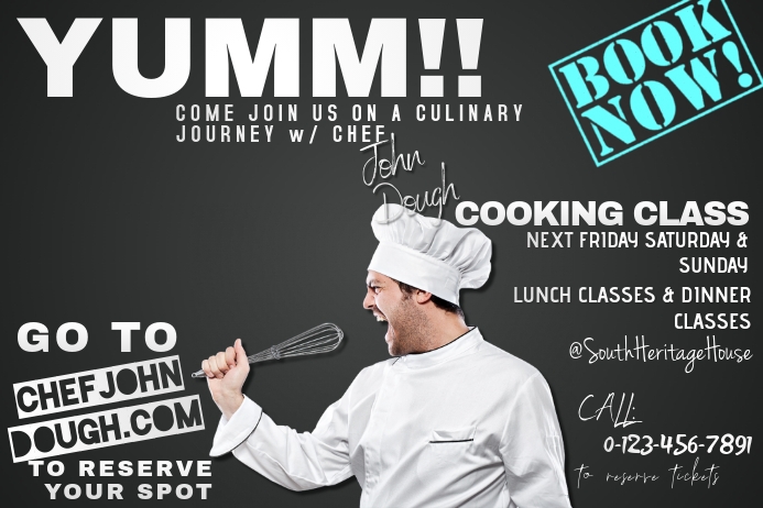 Culinary Cooking Class Chef Gourmet Cook Template | PosterMyWall