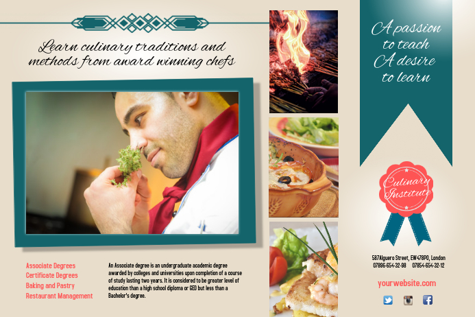 Culinary Institute Leaflet Template | PosterMyWall