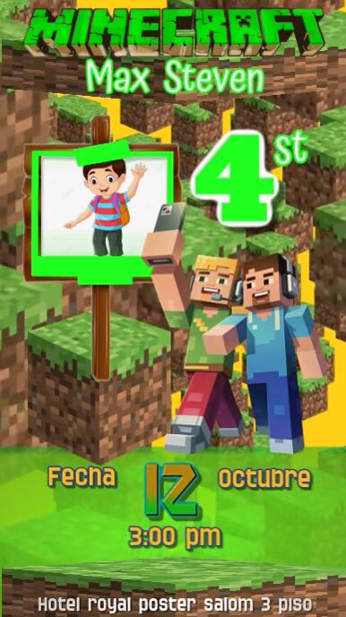 Copy of cumpleaños minecraft gamer animado 3d plantilla | PosterMyWall