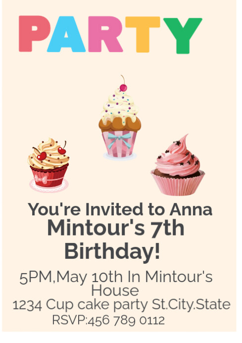Cup cake party | Birthday Invitation Template | PosterMyWall