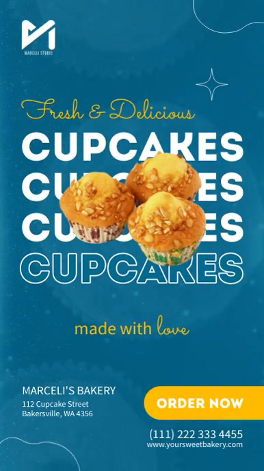 Cupcake Cake Shop Flyer Mobile Video Ad Template | PosterMyWall