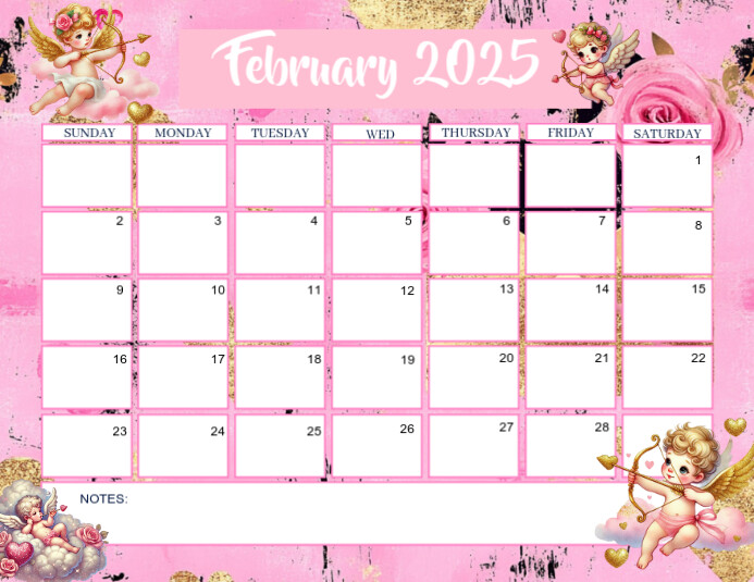 Copy of Cupid February 2025 Calendar | PosterMyWall