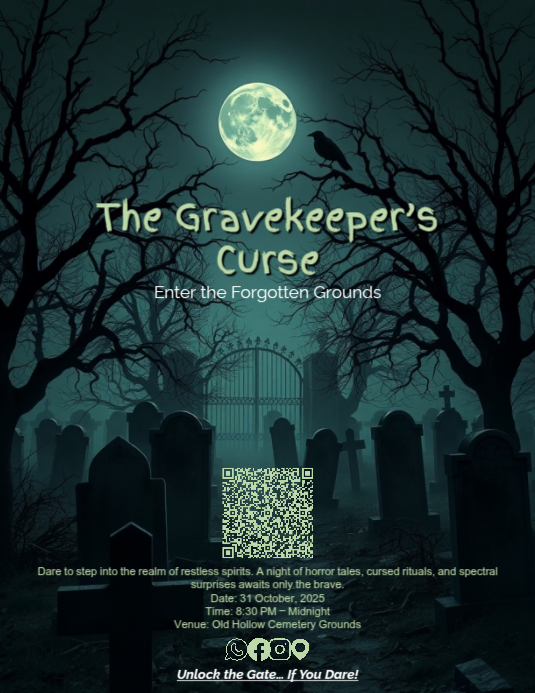 Copy of Cursed Graveyard Ritual Halloween Flyer with Mist and Tombstone ...