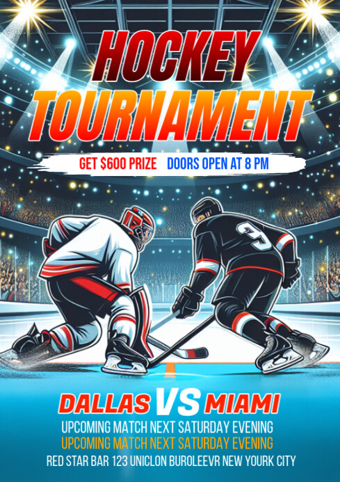 Custom Hockey Poster Design Editable Hockey Flyer Template | PosterMyWall
