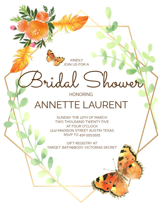 Copy of custom invitations, template, bridal shower, | PosterMyWall