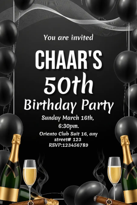 Custom This Black Birthday Invitation, Birthday Template | PosterMyWall