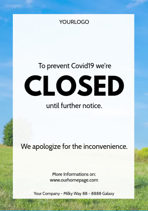 Customer Information Closed Store Shop Corona Template | PosterMyWall