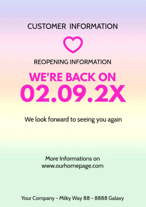 Customer information Poster flyer opening Template | PosterMyWall