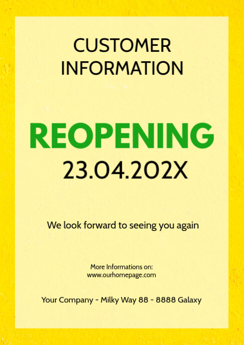 Customer information Poster flyer reopening Template | PosterMyWall