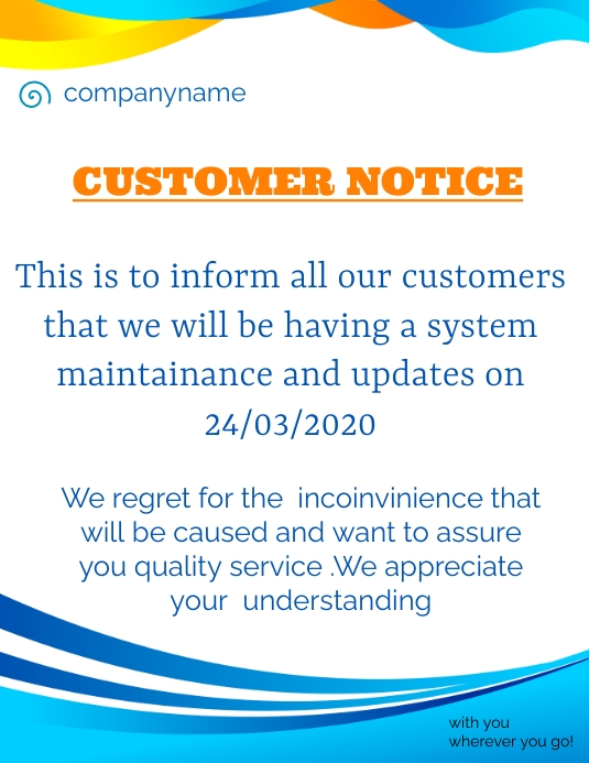 Copy of customer notice (2) | PosterMyWall
