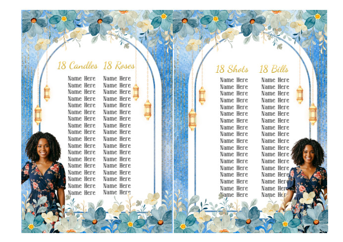 Customizable Blue Floral Debut Program Template | PosterMyWall