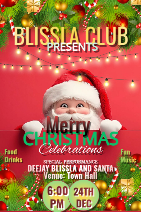 Plantilla de Customizable Christmas Party Invitations | PosterMyWall