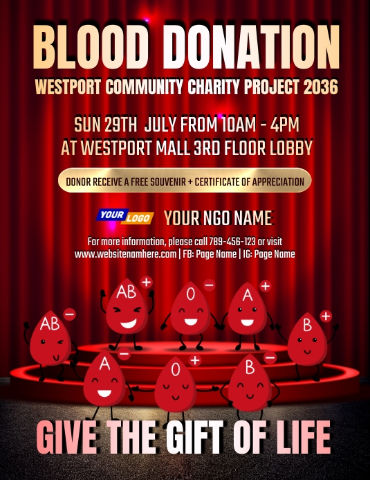 Cute Blood Donation Campaign Flyer Template | PosterMyWall