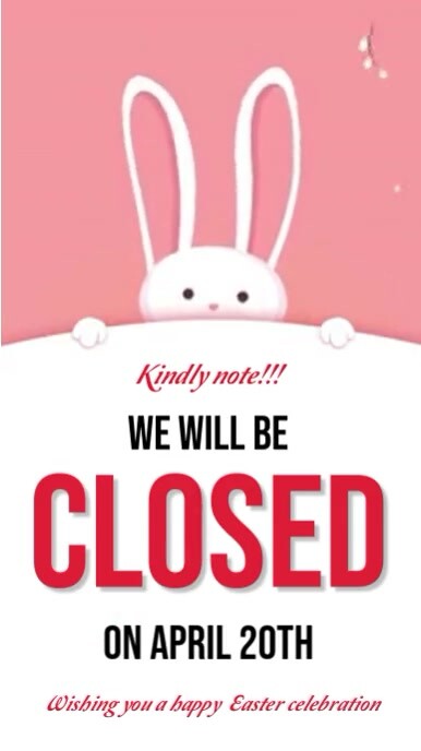 Cute bunny Easter business closure announcement sign Template ...