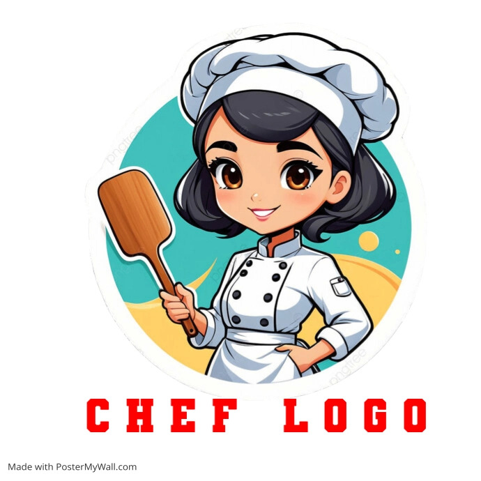 Copy of Cute Chef Girl Holding Spatula Sticker Illustration Vector Logo ...