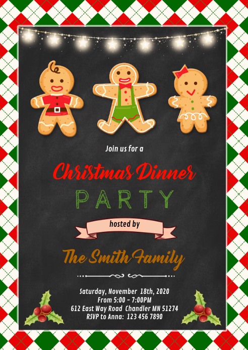 Cute christmas cookies party invitation Template | PosterMyWall
