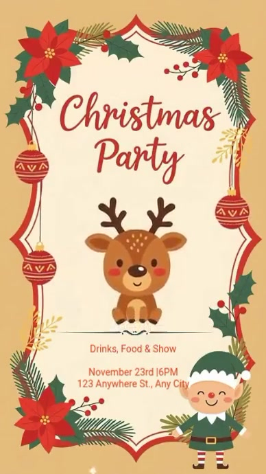 Cute Christmas Party Invitation Template | PosterMyWall