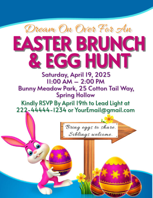 Plantilla de Cute Easter Brunch Egg Hunt Party Flyer | PosterMyWall
