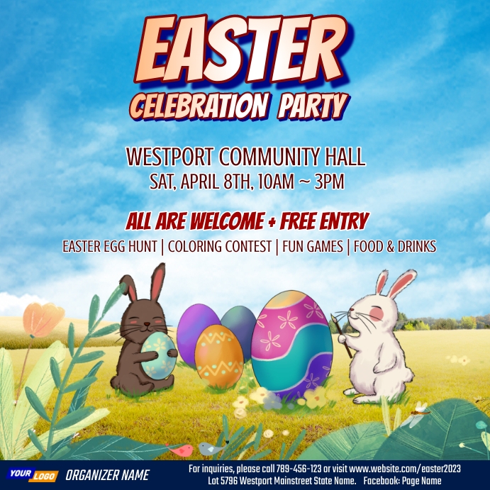 Modèle Cute Easter Party Invitation Flyer Design | PosterMyWall