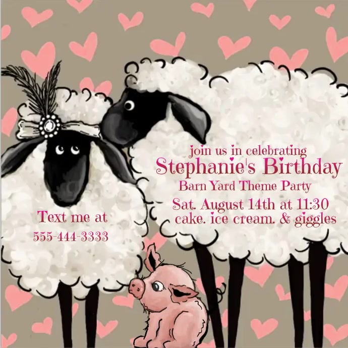 Cute Girl's Barnyard Birthday Invitation Template | PosterMyWall