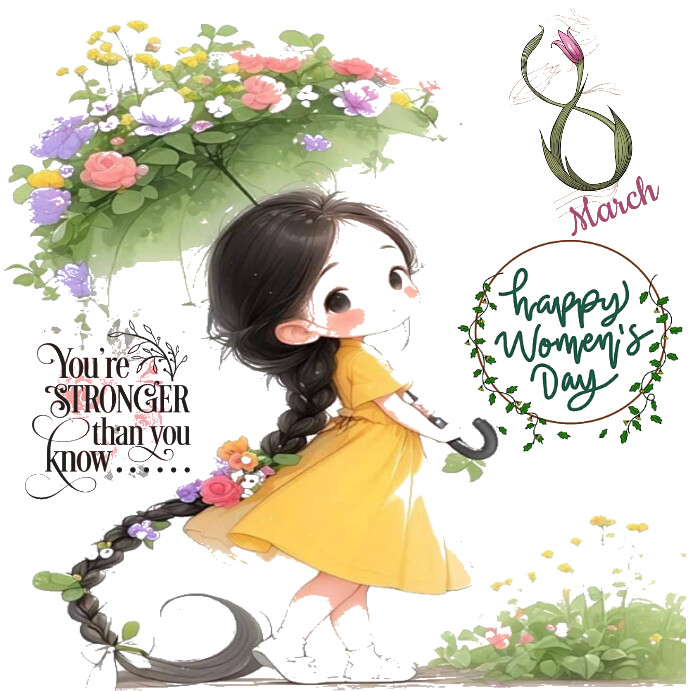 Copy of Cute Girl Floral Womens day Instagram Post | PosterMyWall