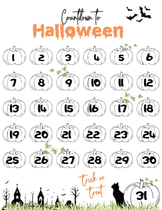 Cute Halloween Countdown Calendar – Printable October Tracker for Kids ...