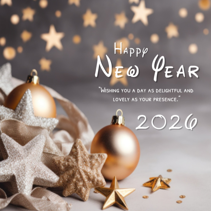 Cute Illustrated Happy New Year 2026 Greeting Template | PosterMyWall