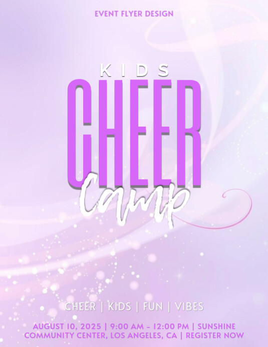 Cute Kids Cheer Flyer Template | Modern Minimal Pink Lavender Design ...