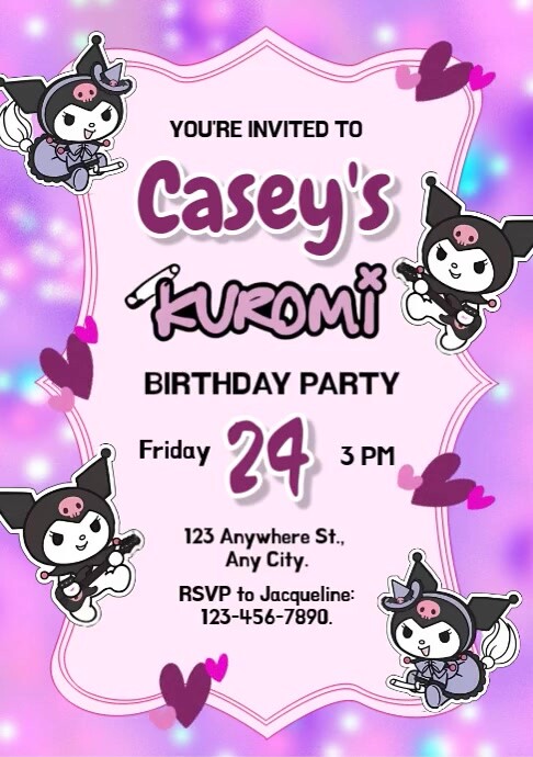 Cute Kuromi Theme Birthday Invitation Template | PosterMyWall