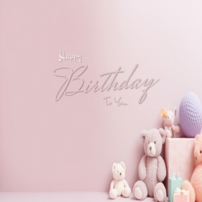 Cute Pastel Teddy Happy Birthday Poster Template | PosterMyWall