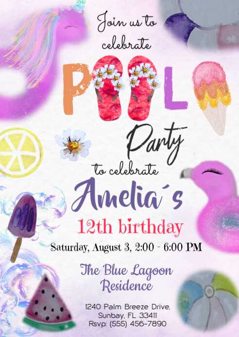 cute Pool Party Invitation Template | PosterMyWall