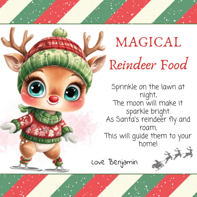 cute Reindeer Food Tag Template | PosterMyWall