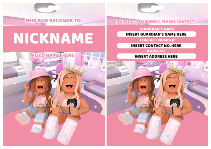 Cute Roblox-Inspired Bag Tag Template for Kids & name tag | PosterMyWall