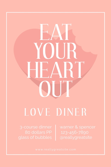 Cute Rose Valentine's Day Heart Love Dinner P Template | PosterMyWall