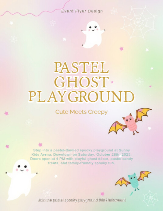 Cute Spooky Halloween flyer template – Pastel Ghost Playground ...