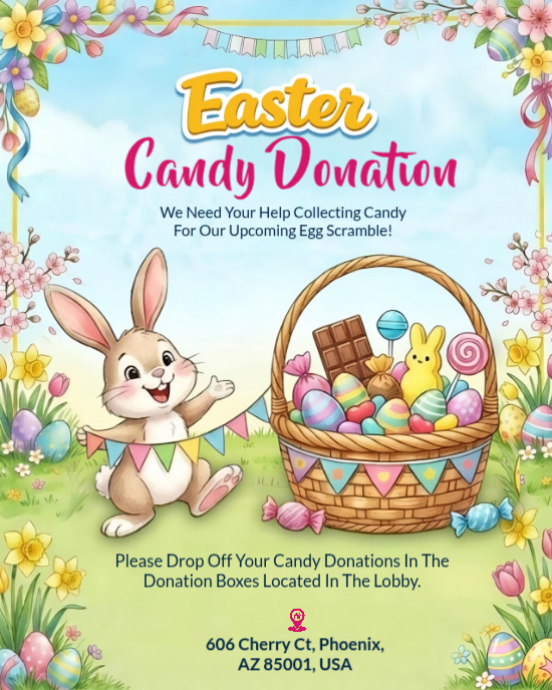 Cute Spring Easter Candy Donation Drive Flyer Template | PosterMyWall